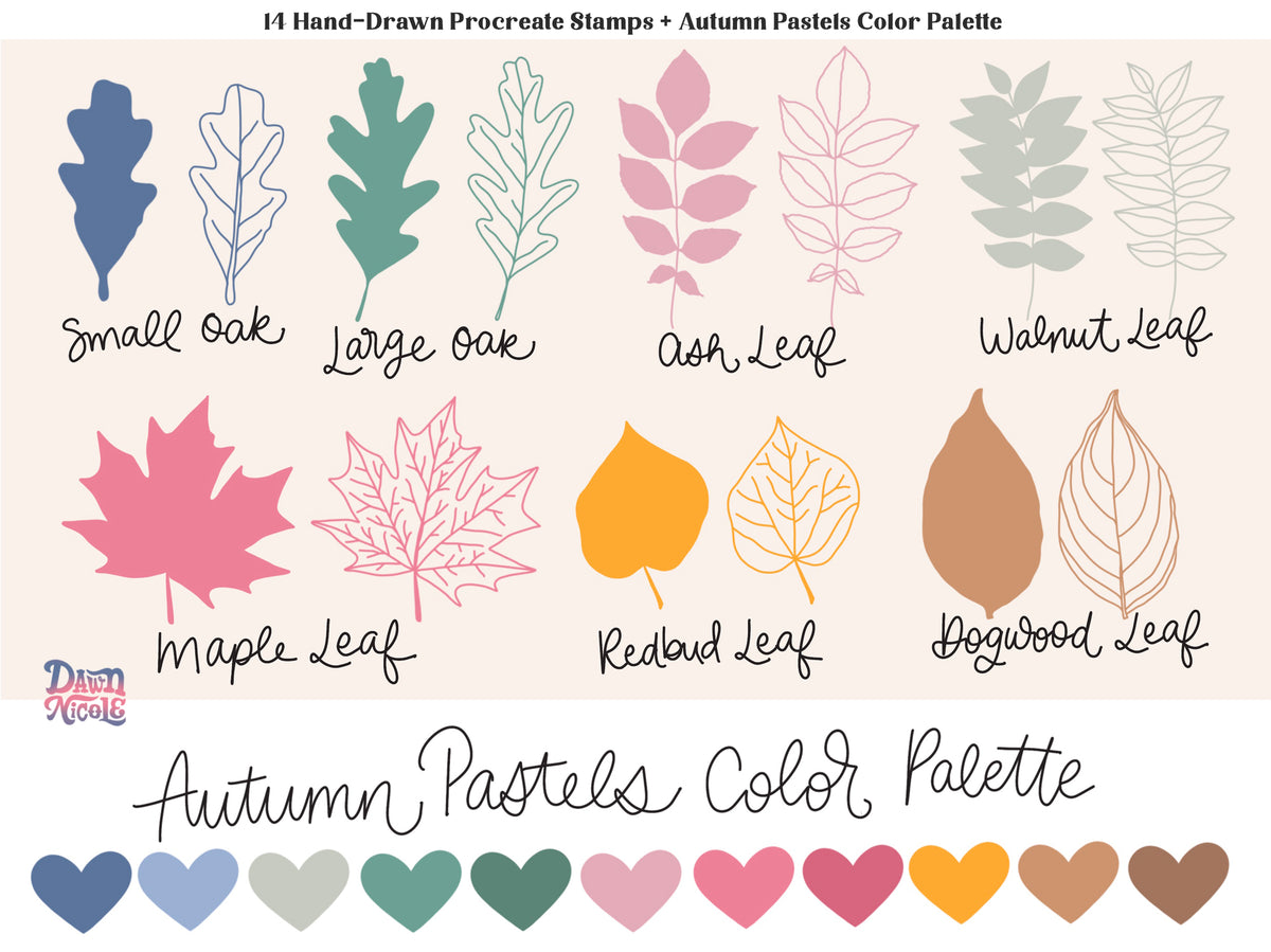 Fall Leaves Mini Stamp Kit for Procreate – Dawn Nicole 💖 Lettering Shop