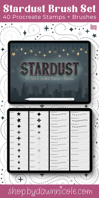 Stardust Stamp + Brush Kit for Procreate – Dawn Nicole Lettering Shop