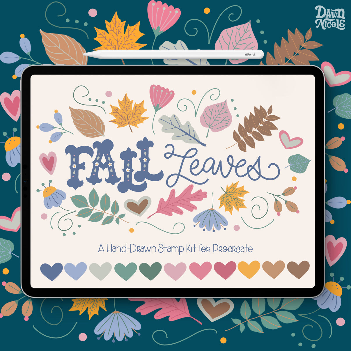 Fall Leaves Mini Stamp Kit for Procreate – Dawn Nicole Lettering Shop