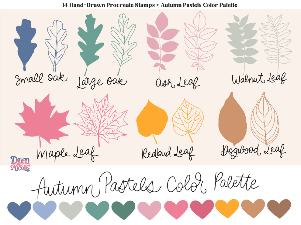 Fall Leaves Mini Stamp Kit for Procreate – Dawn Nicole Lettering Shop